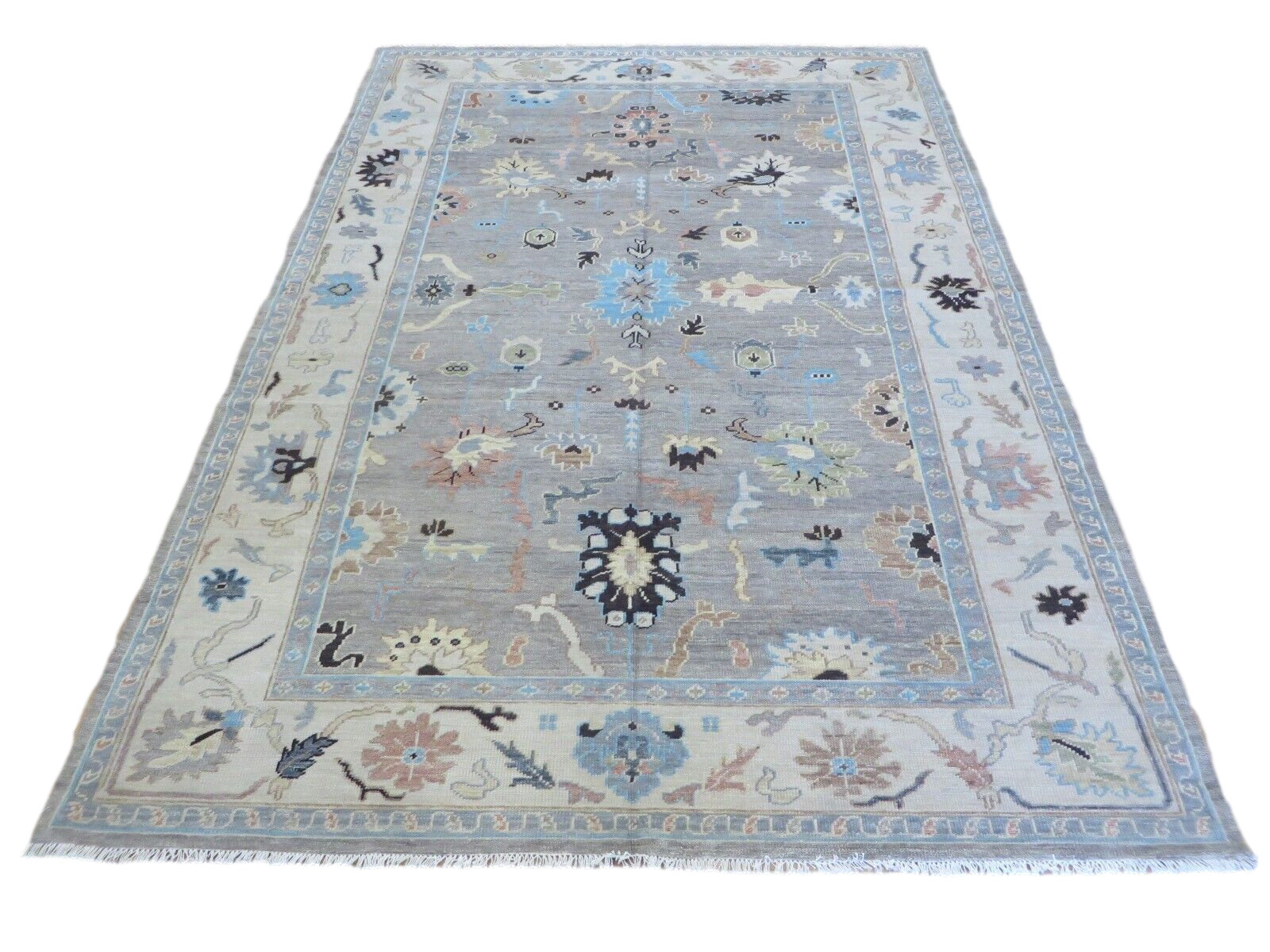 Oriental Rug Galaxy 9'10 x 14 Hand Knotted Gray Modern Oushak Oriental ...