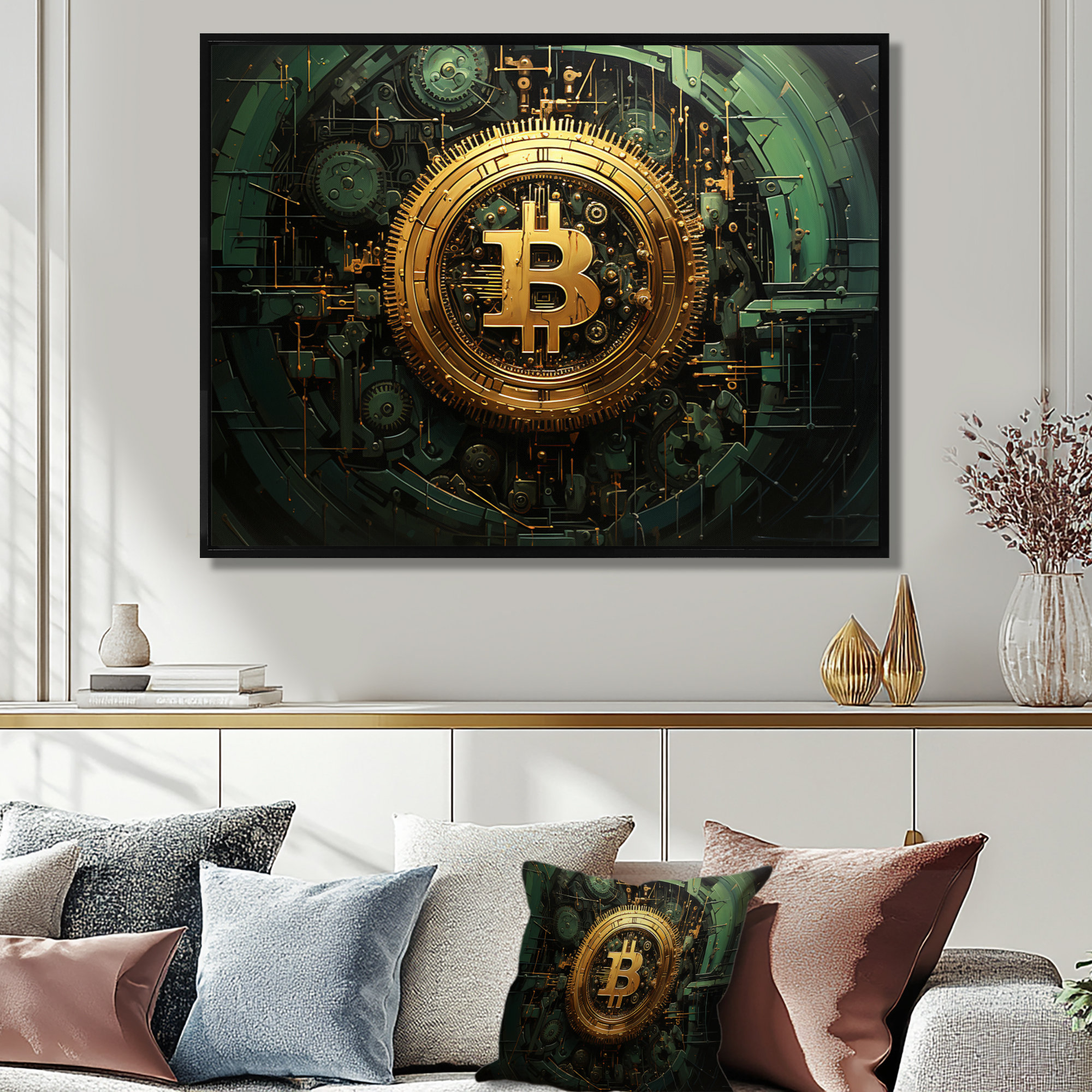 Trinx Gold And Green Bitcoin Crypto Currency - Fashion Bitcoin Wall Art ...
