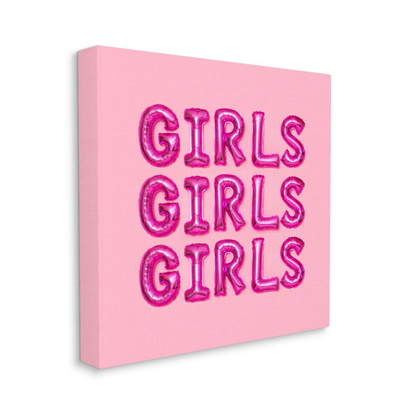 Stupell Industries Pink Girls Balloon Letters Bold Stylish Typography ...