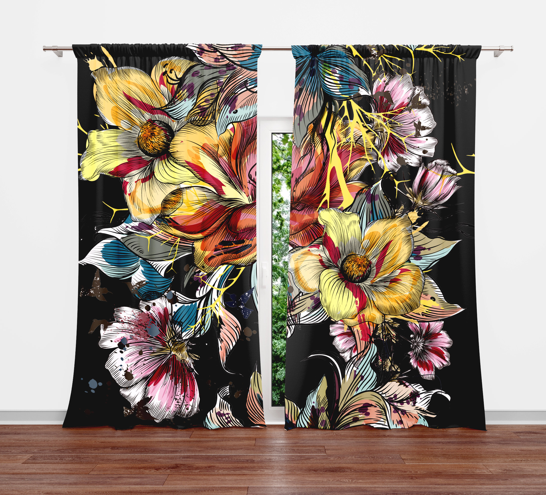 Deja Blue Studios 2 Piece Polyester Curtain Set | Wayfair