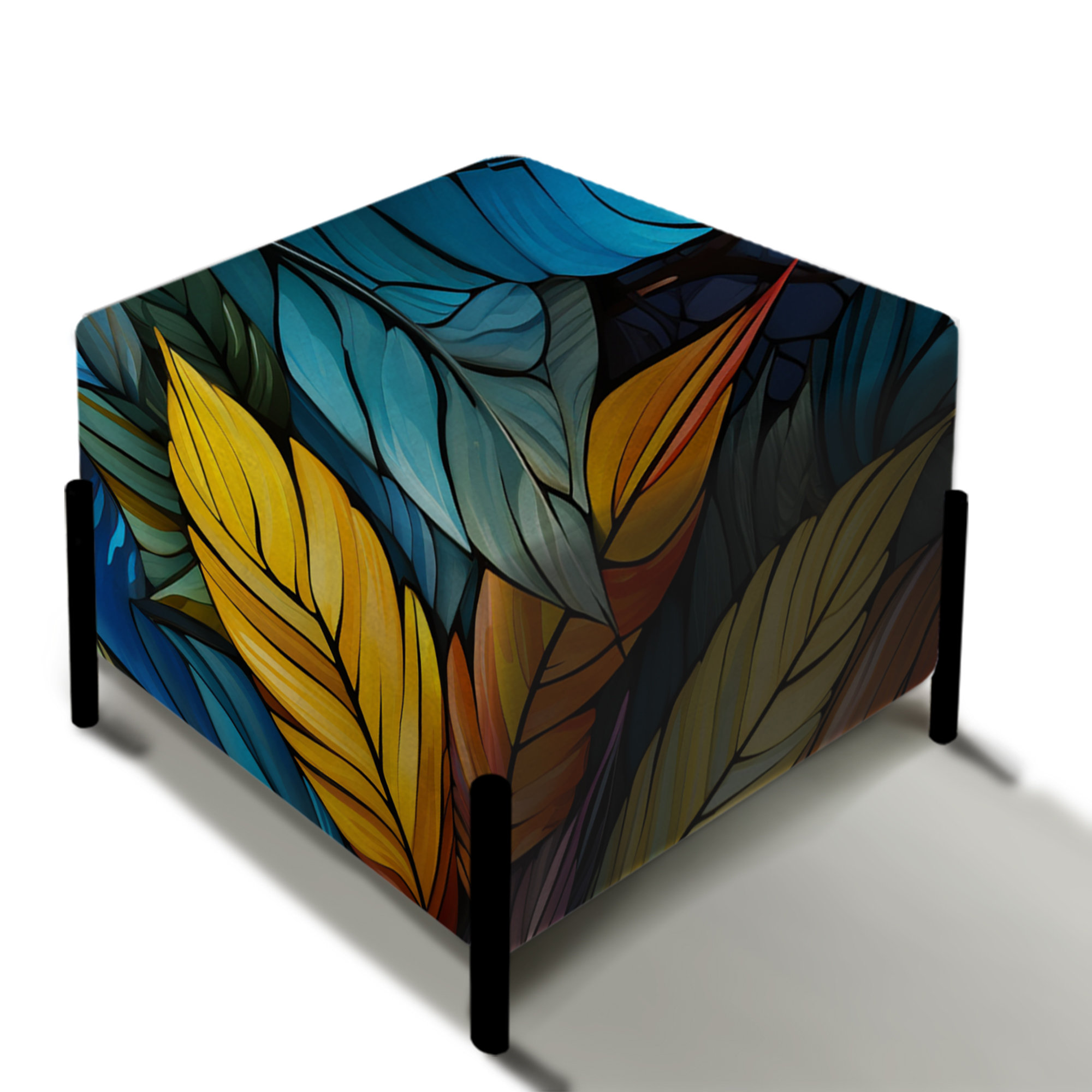Design Art Tropical Mosaic Tropical Pattern - Tropical Square Ottoman ...
