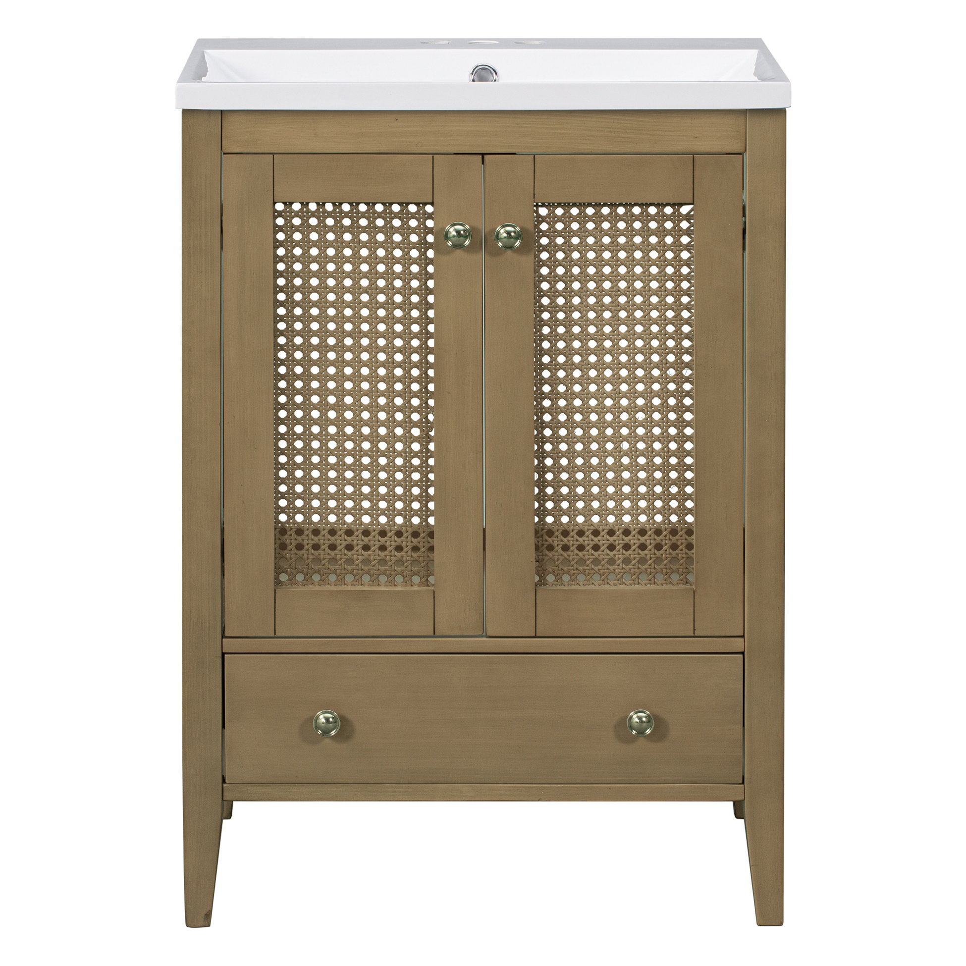 buthreing Meuble-lavabo 24 po avec lavabo en céramique, armoire de ...