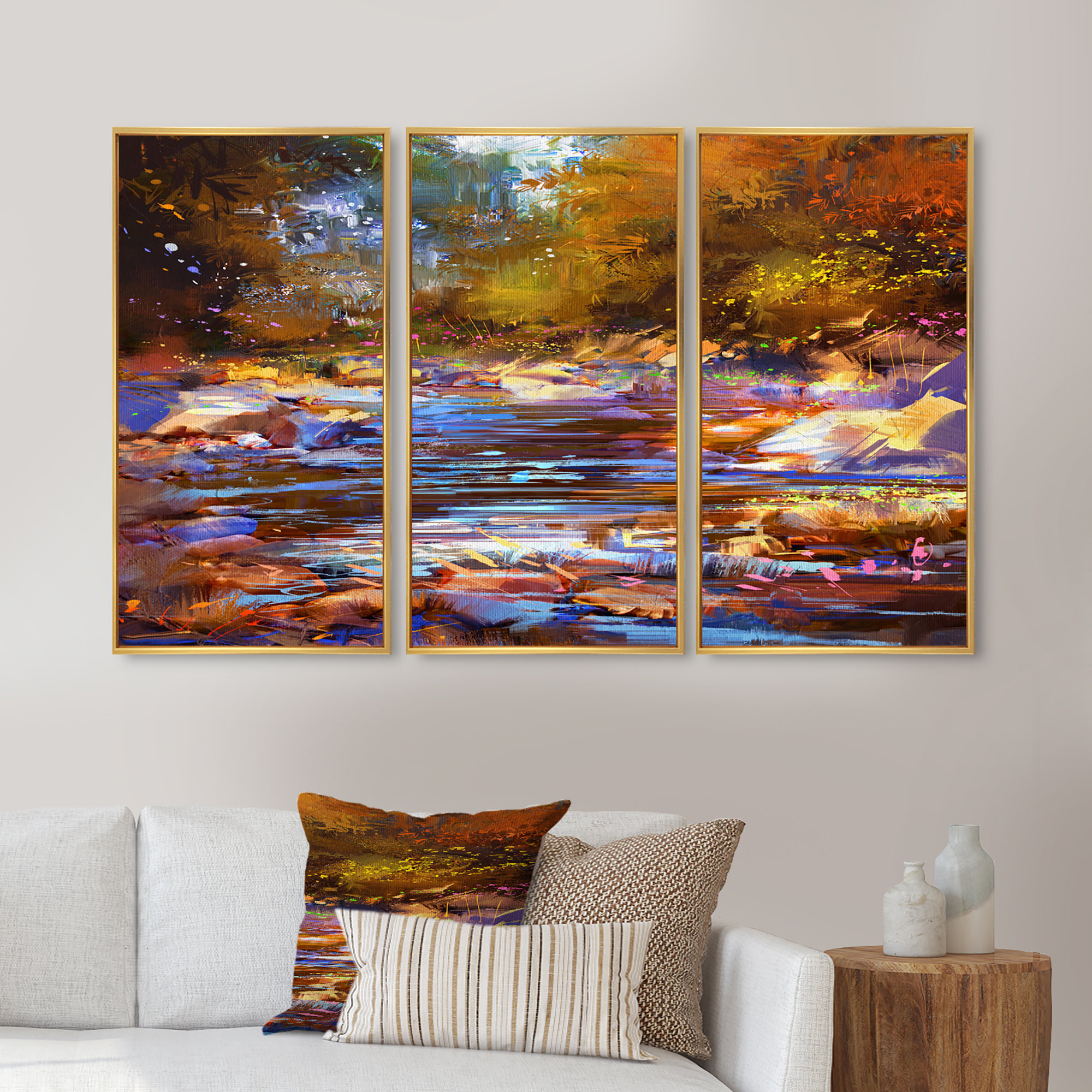 Loon Peak® Fall River Lines With Colorful Stones In Forest ...