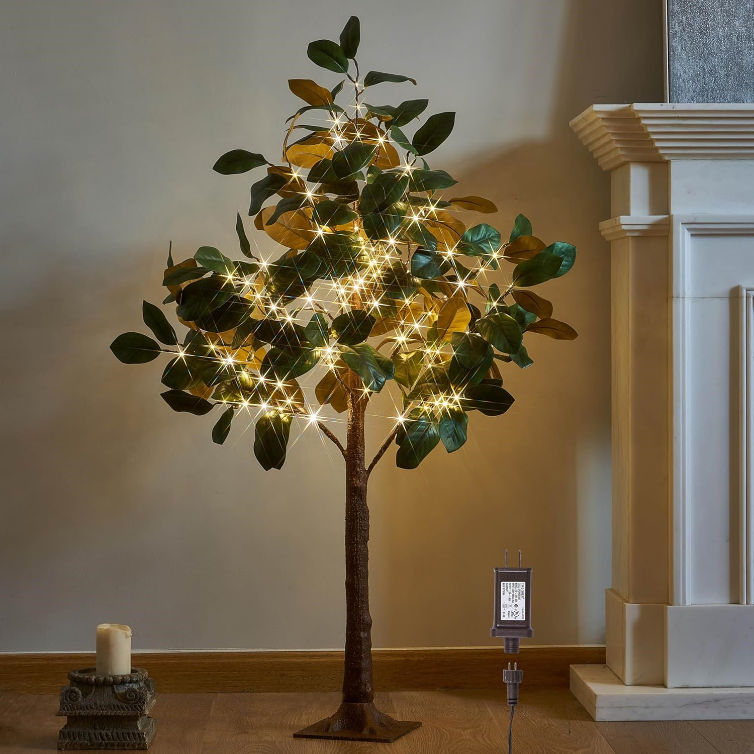 Primrue 4FT Lighted Magnolia Tree,165 LED Fairy Lights,Lightweight ...
