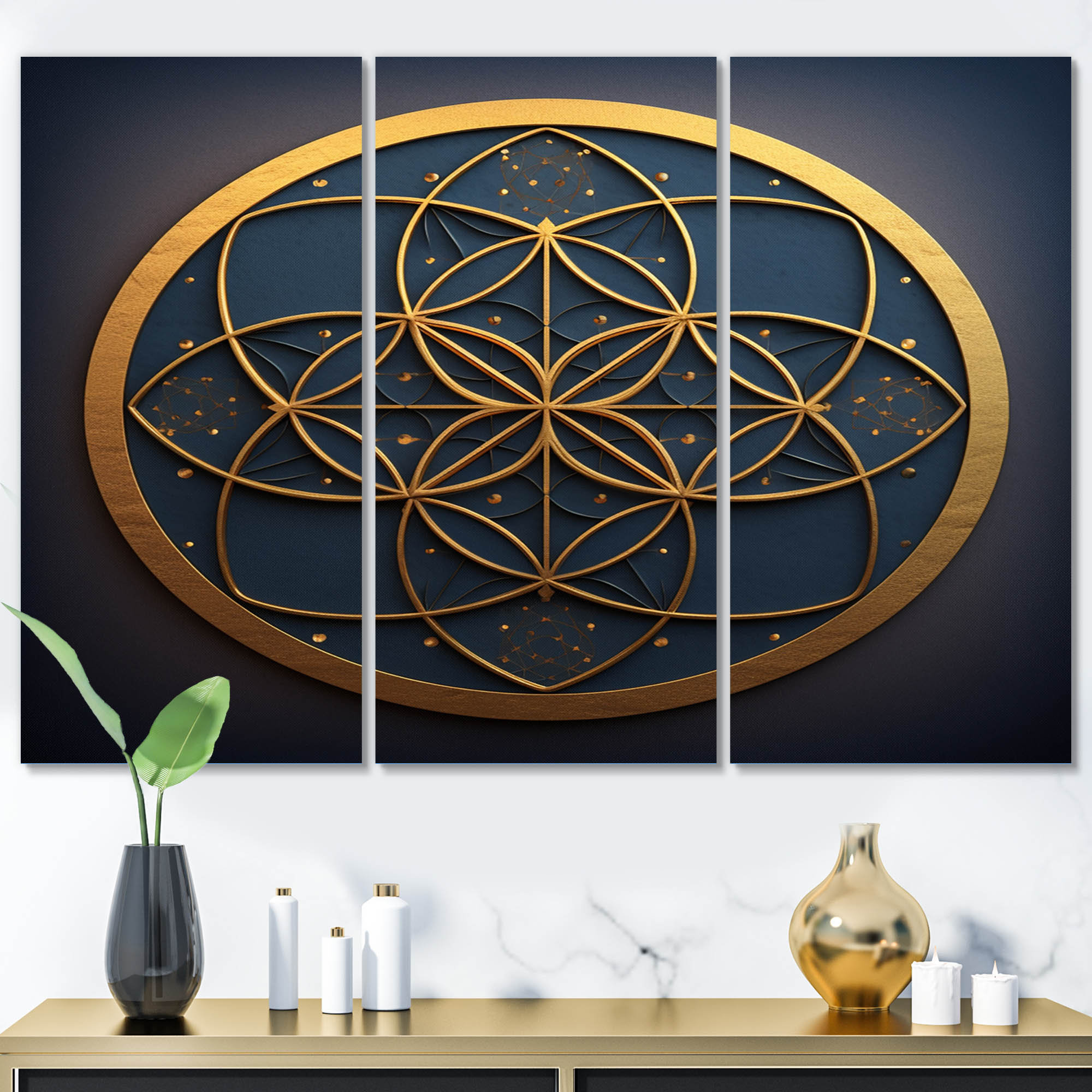 Design Art Sacramental Blue Sacred Geometry Seal I - Modern Geometric ...