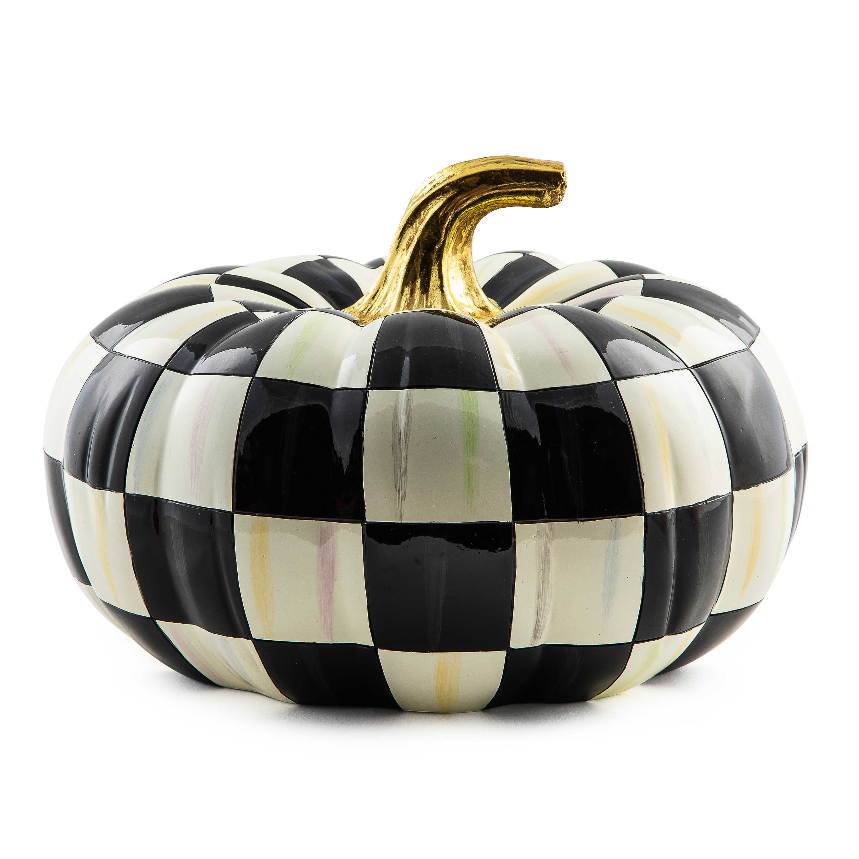 MacKenzie-Childs Courtly Check® Squashed Glossy Medium Pumpkin ...