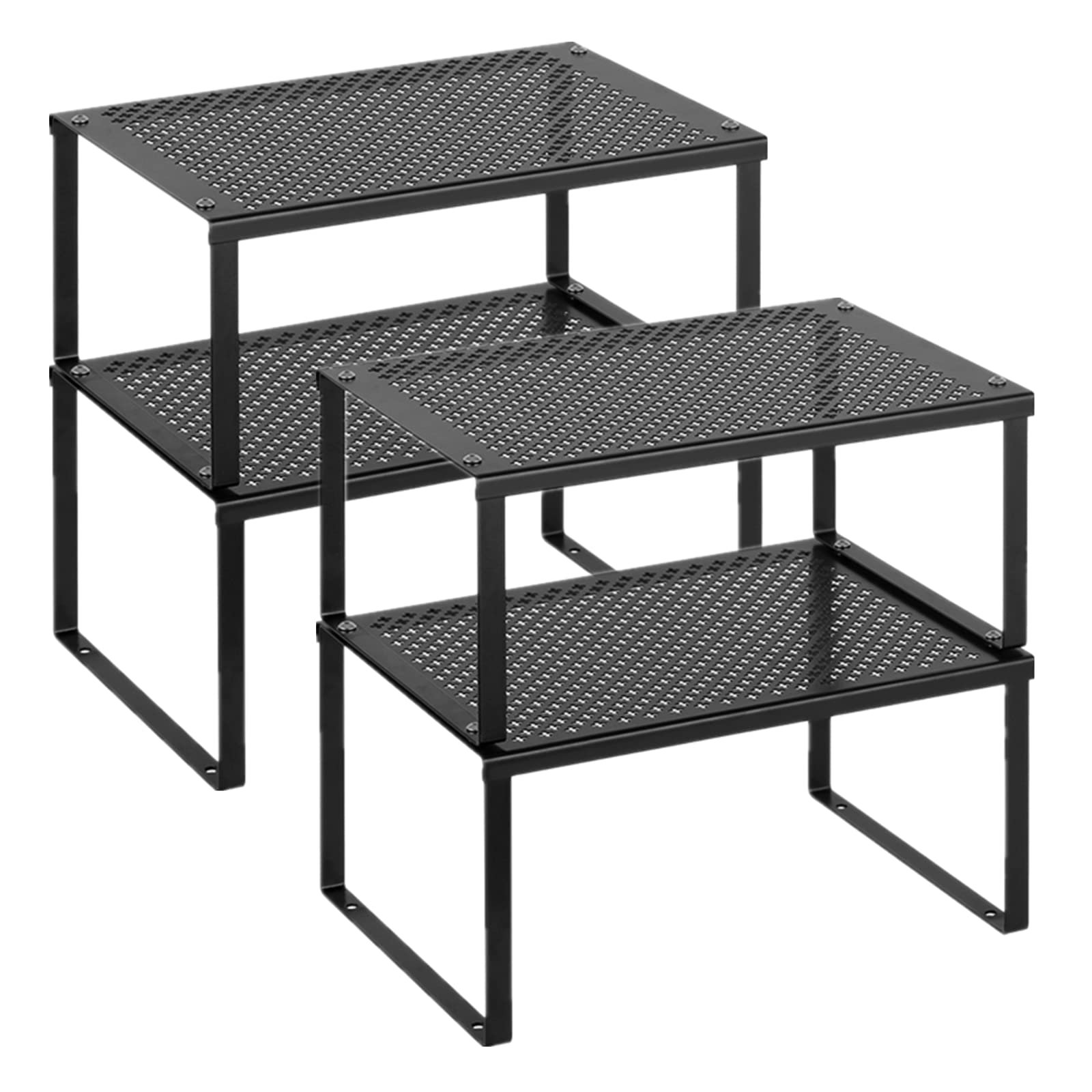 Prep & Savour Expandable Stackable Metal Cabinet Shelf Organizers, Set ...