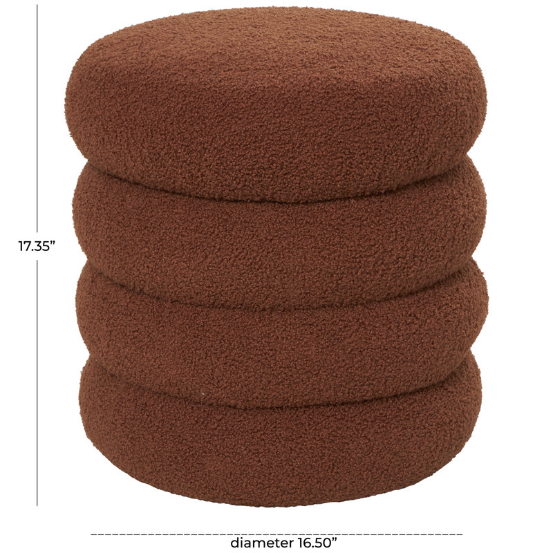 Ebern Designs Kursh Polyester Shaped Boucle Geometric Copper Stool ...