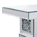 Everly Quinn Silver Mirrored End Table With Crystal Inlay, Modern Side ...