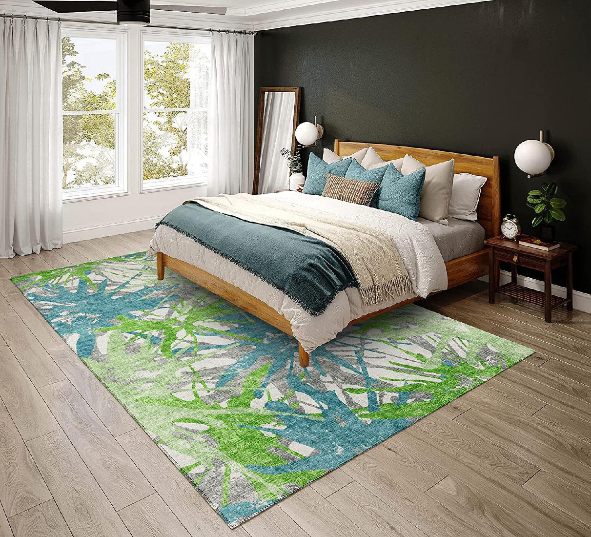 Wrought Studio™ Beddie Abstract Machine Made Chenille Area Rug in Green ...