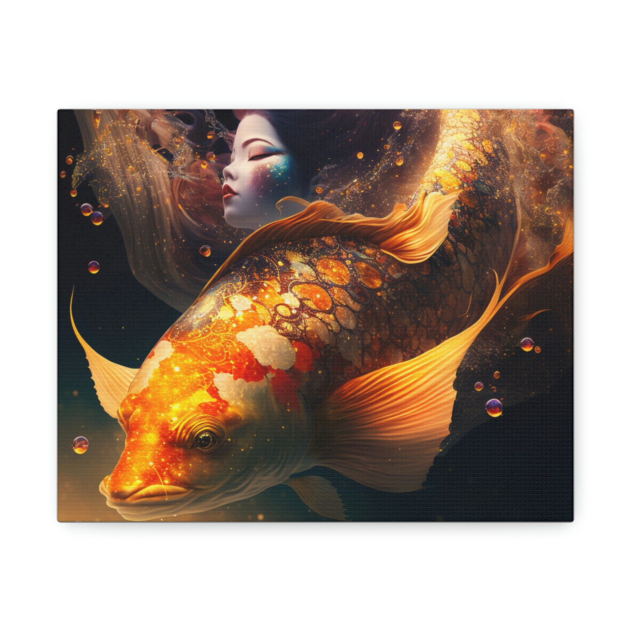 Trinx Fish and Girl Stretched - Wrapped Canvas Illustration | Wayfair