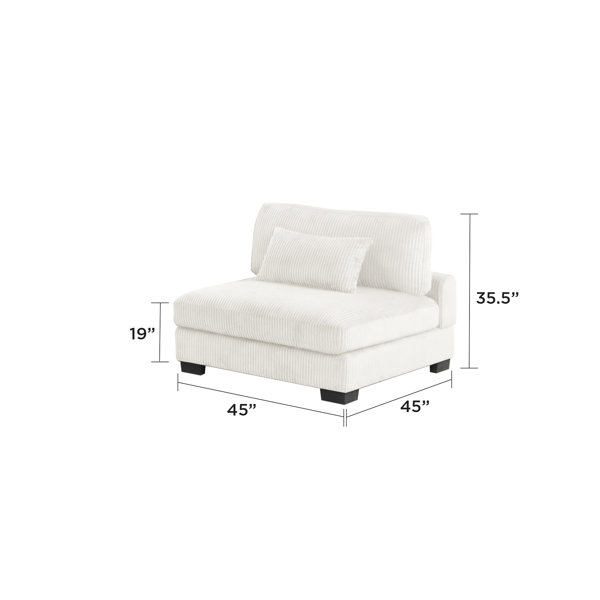 Hokku Designs Cream Corduroy Armless Chair Of Modern Aesthetic, Solid ...