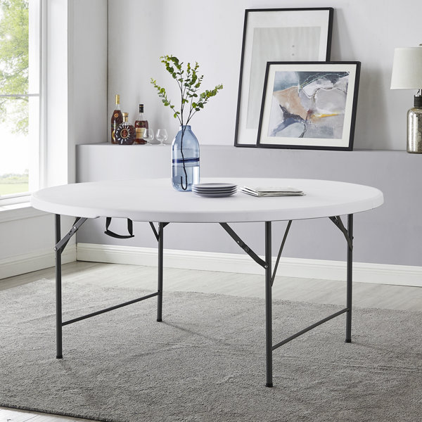Naomi Home Round Bi-Fold Resin Table with Carrying Handle 5 ft Card ...