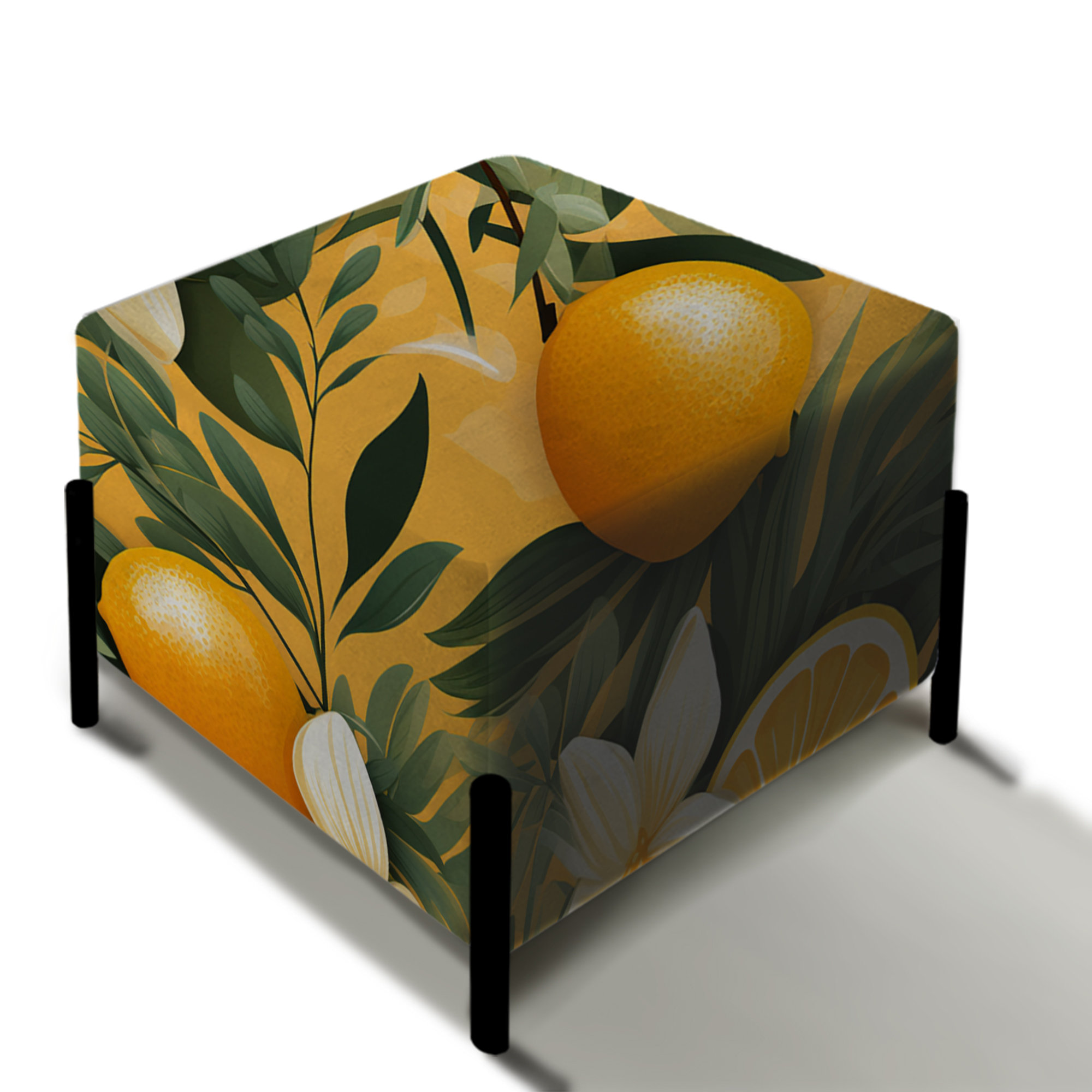 Design Art Mango Sunset Tropical Pattern - Tropical Square Ottoman | Wayfair