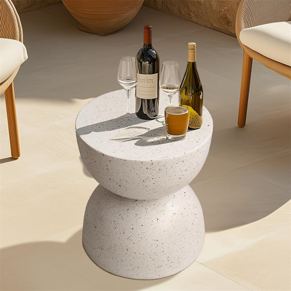 Wrought Studio™ Outdoor Patio Table Round Concrete Accent Table With ...