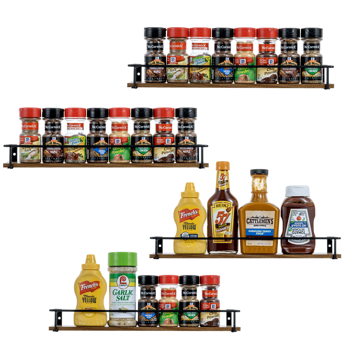 17 Stories 4 Piece Wall Mounted Spice Organizer Rack | Wayfair