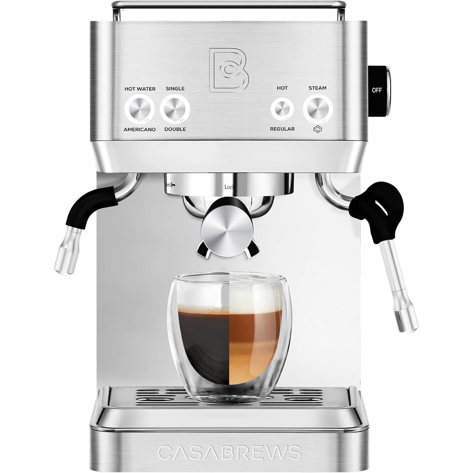 CASABREWS 4700G 20-Bar Espresso Machine Americano Coffee Maker W/51oz ...