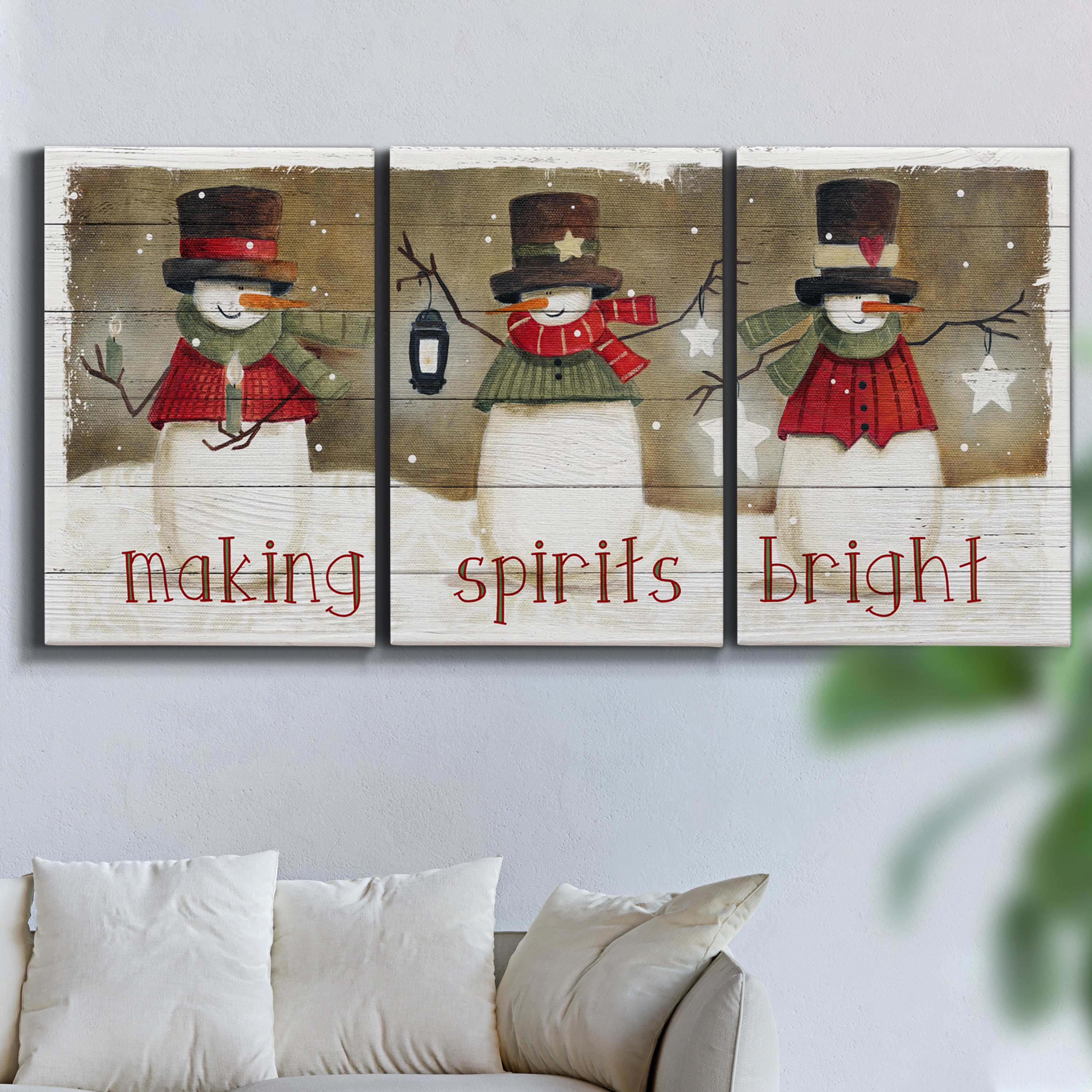 The Holiday Aisle® Reflection II Framed On Canvas 3 Pieces Print | Wayfair