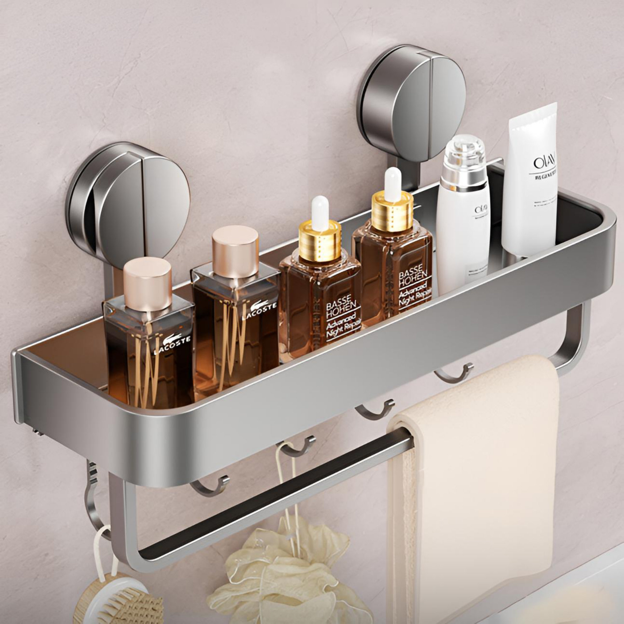 Latitude Run® Non Perforated Strong Suction Cup Bathroom Storage Rack ...