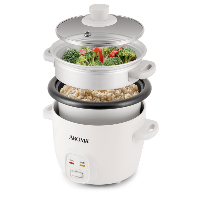 AROMA Mini Rice Cooker, 2-Cup (Uncooked) / 4-Cup (Cooked), 1.5 Qt ...