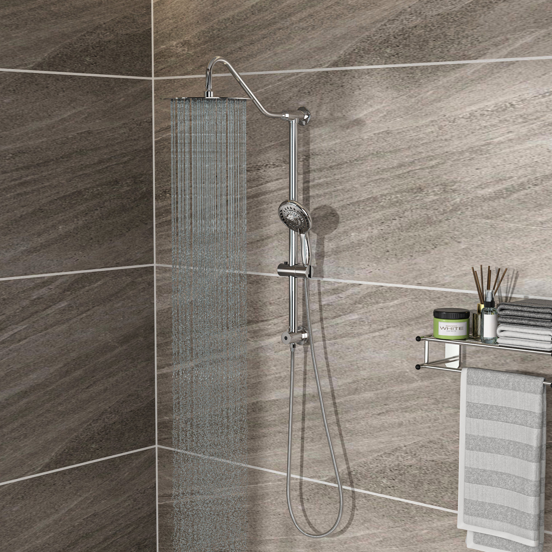 LavishLodge 10Inch Shower - Overhead & Hand Shower, , 5 Outlet Modes ...