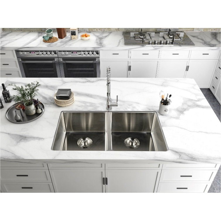 BOSCO 30'' L Undermount Double Bowl Stainless Steel Kitchen Sink | Wayfair
