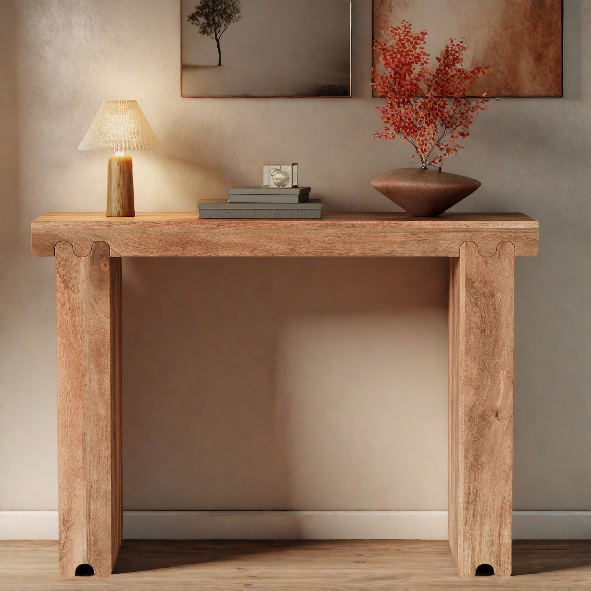 Millwood Pines Farmhouse Thickened Console Table With Grain Patterns ...