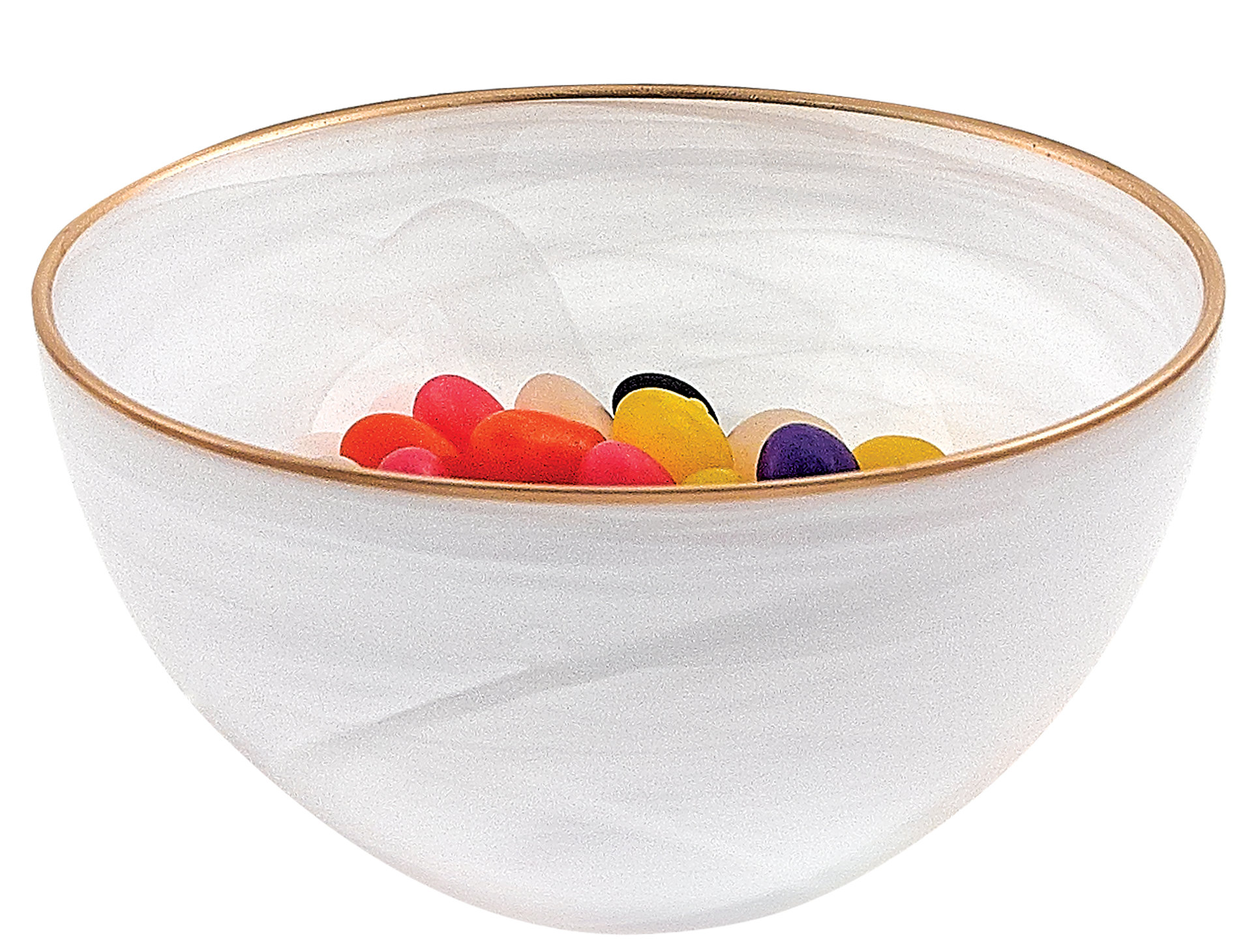 Badash Crystal White Alabaster 6" Glass Bowl With Goldr Rim | Perigold