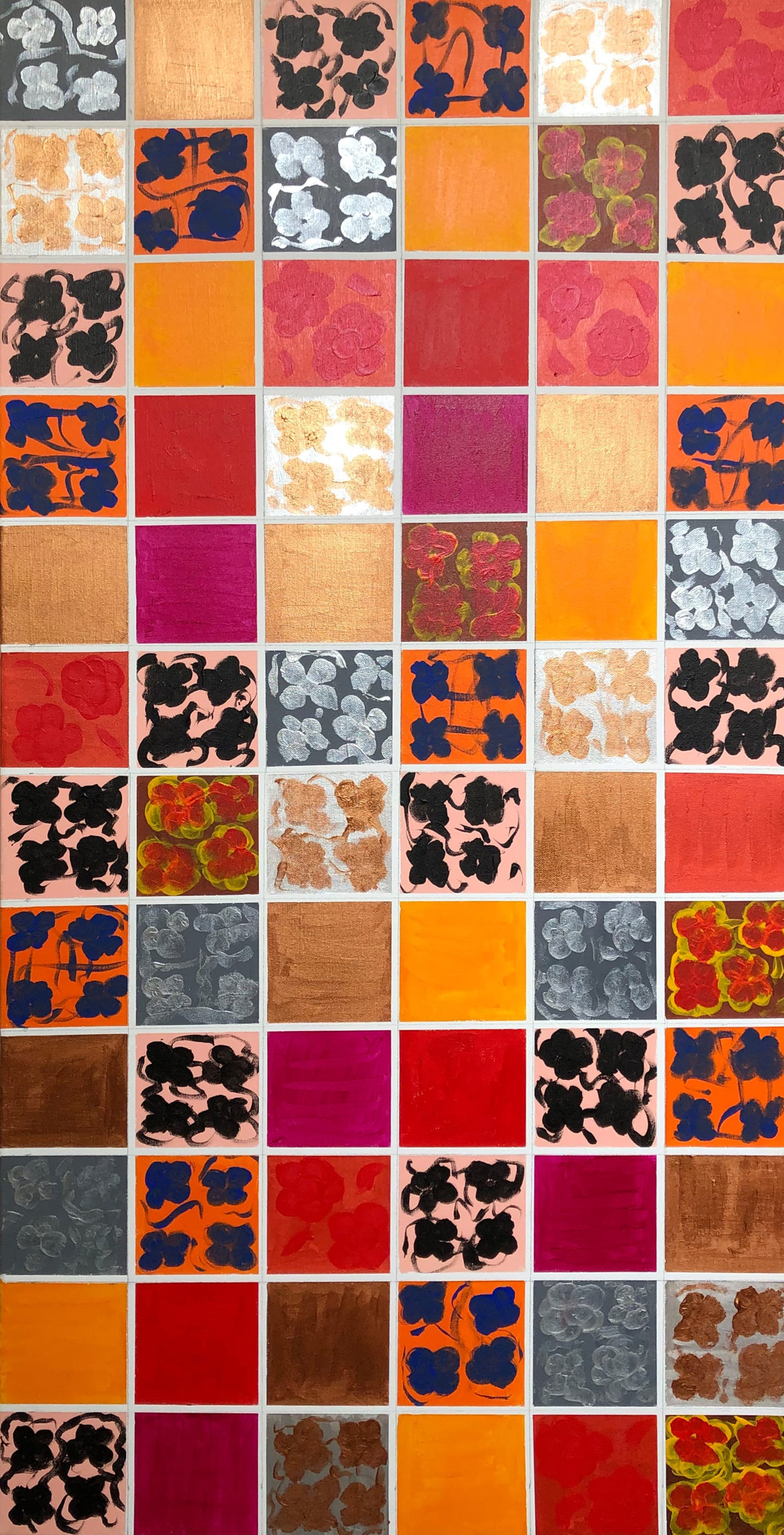 Platinum Art Group Orange Patchwork Painting - Wrapped Canvas Painting ...