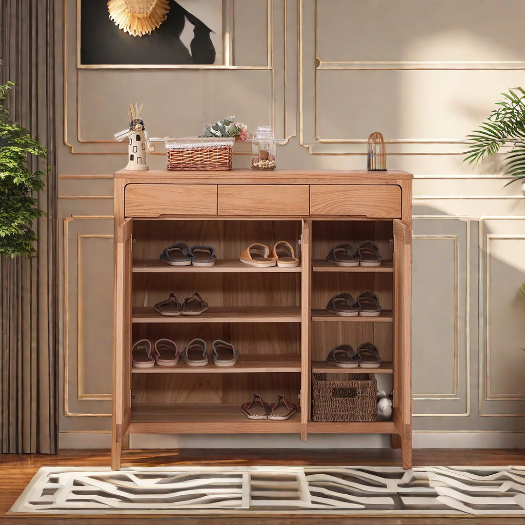 DICIXA All Solid Wood Shoe Cabinet Modern Simple 22 Pair Solid Wood ...