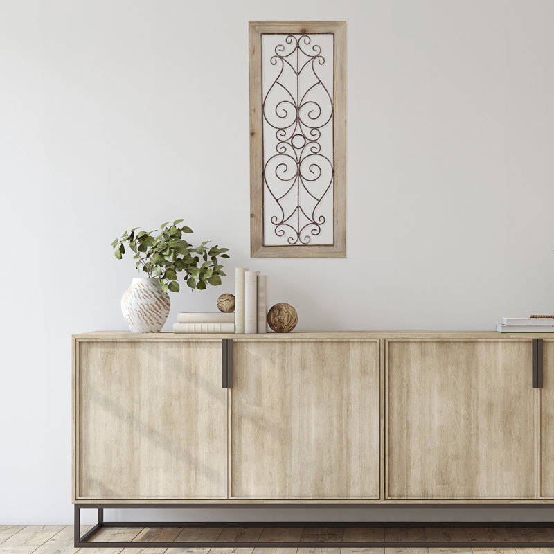 Ophelia & Co. Metal and Wood Wall Panel - Decorative Swirls and Scrolls ...