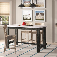 Lark Manor™ 66-inch Marble Top Counter Height Dining Table White | Wayfair