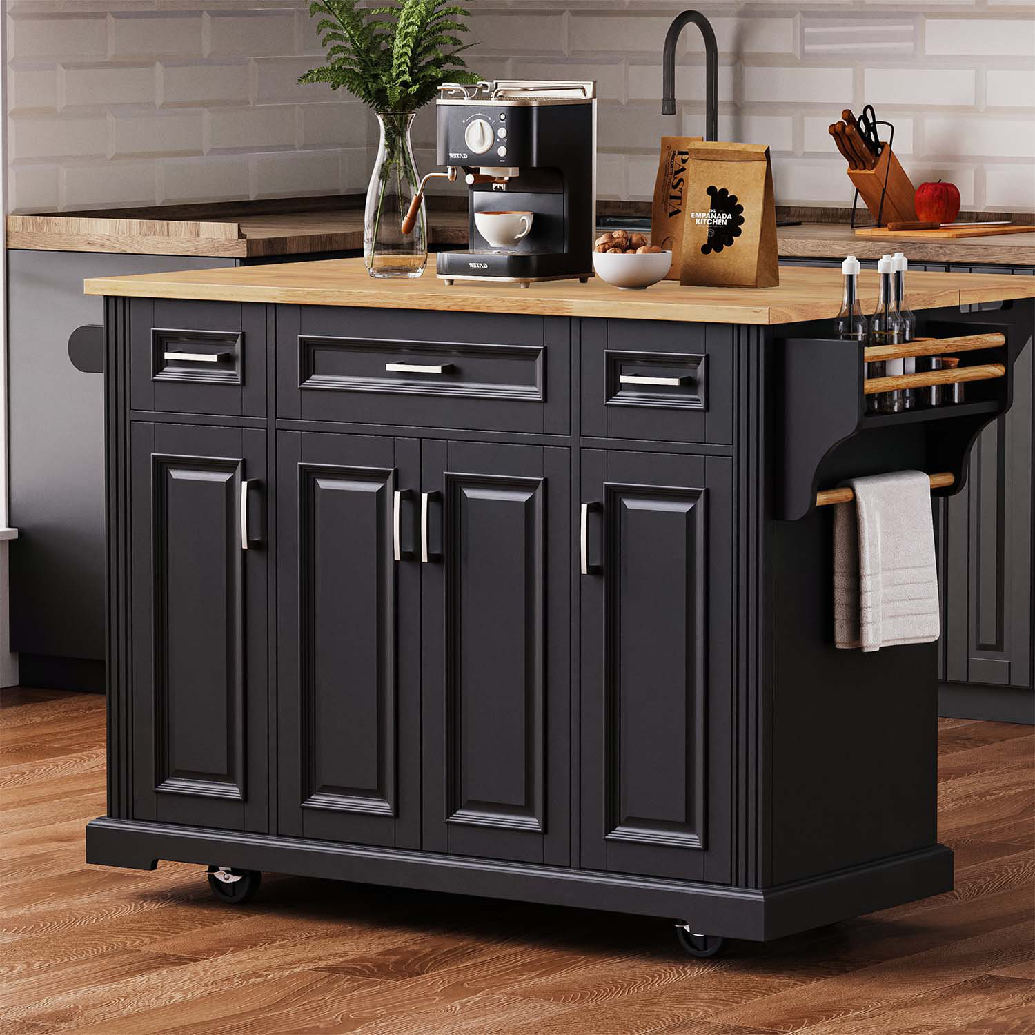 17 Stories Versatile Kitchen Island with Advanced Storage and Flexible ...