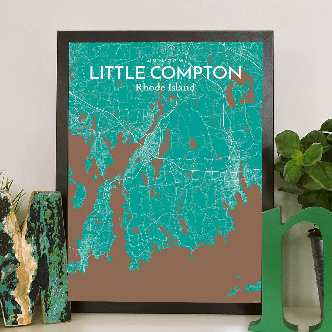 Wrought Studio 'Little Compton City Map' Graphic Art Print Poster in ...