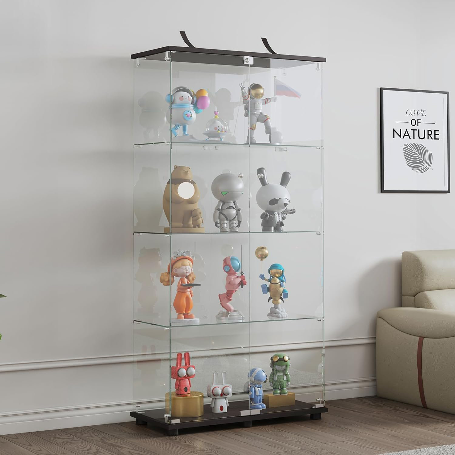 Ivy Bronx 4-Tier Tempered Glass Storage Collection Cabinets Display ...