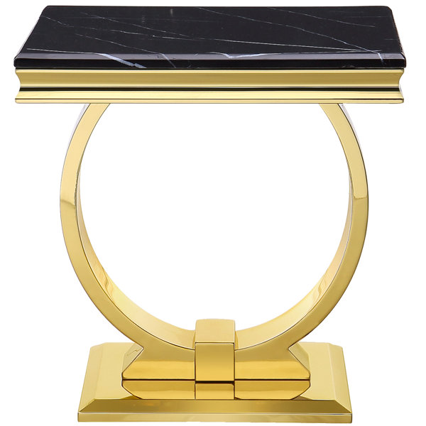 Everly Quinn Ljubinko Black and Gold End table | Wayfair