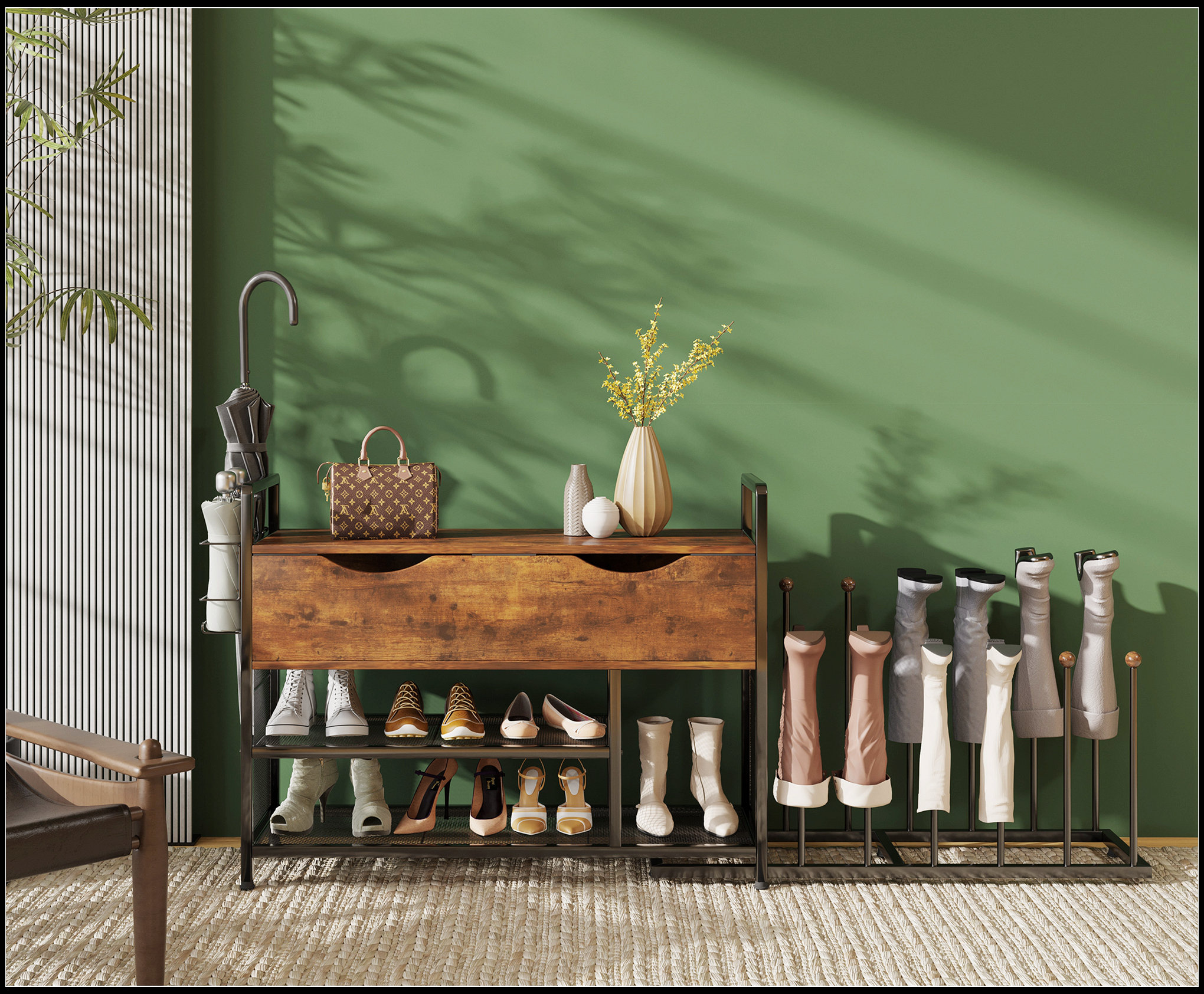 17 Stories Lift Top Shoe Bench Organizer with Storage Compartment ...