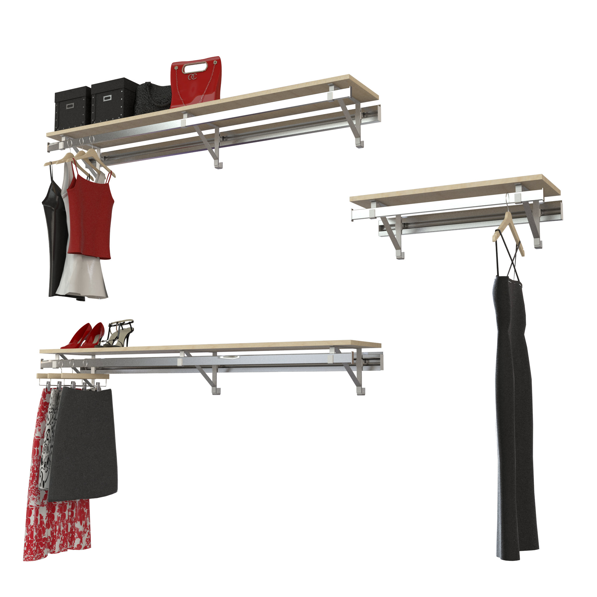 Arrange a Space 3-Piece Closet System: Double Shelf-Hang and 32" Long ...