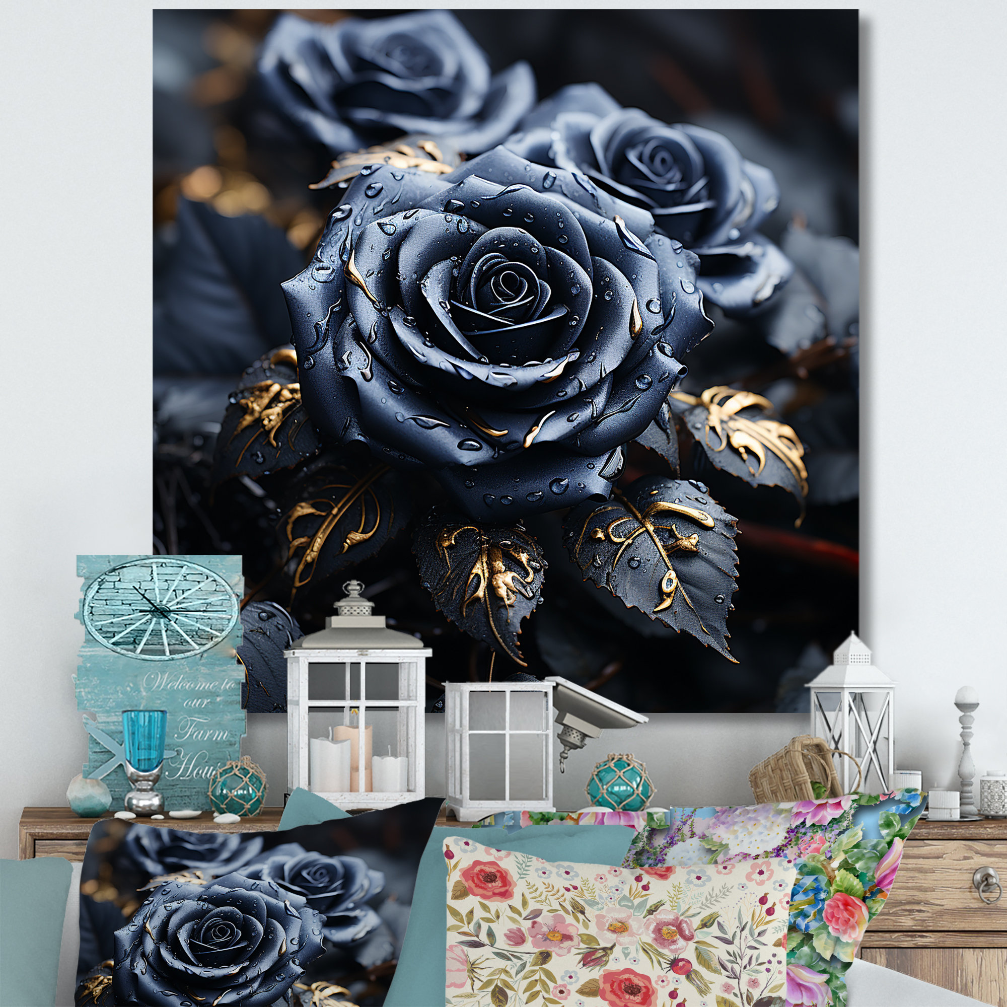 Mercer41 Midnight Black Roses Bouqet II - Roses Wall Art | Wayfair