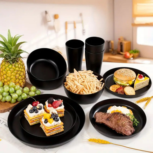 Ebern Designs Dishware Set - 32/16Pcs Round Dinnerware Sets, Plates And ...