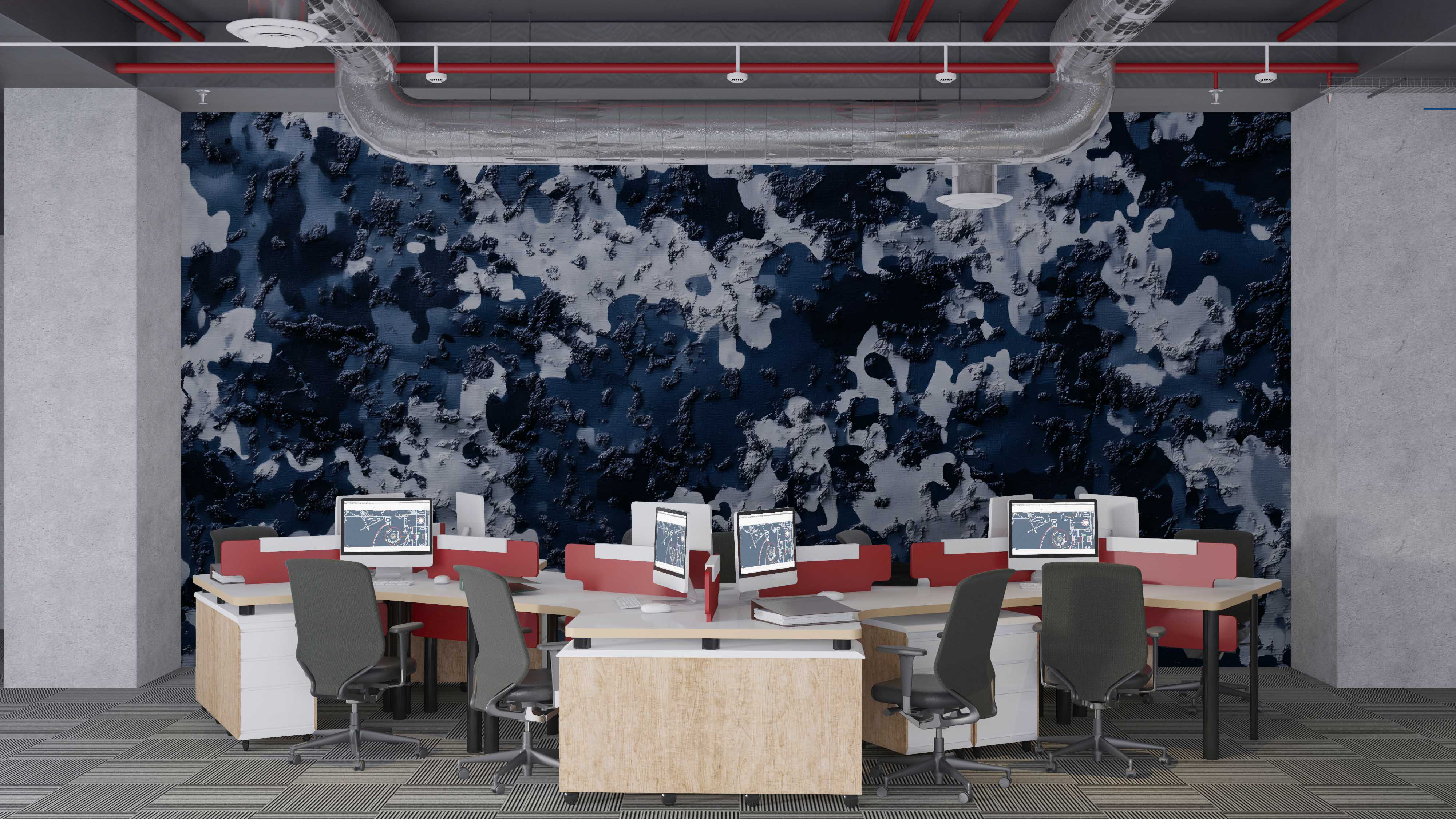 Orren Ellis Blue Urban Camo Pattern Wallpaper - Navy Camouflage Style ...
