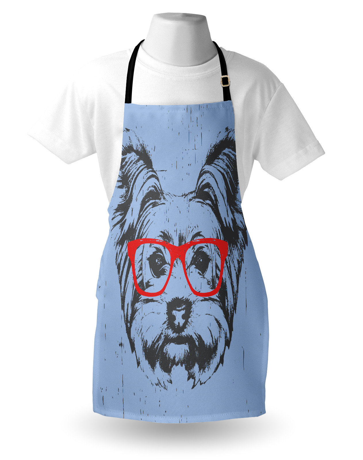 East Urban Home Yorkie Apron Unisex, Fun Portrait Red Glasses, Adult ...