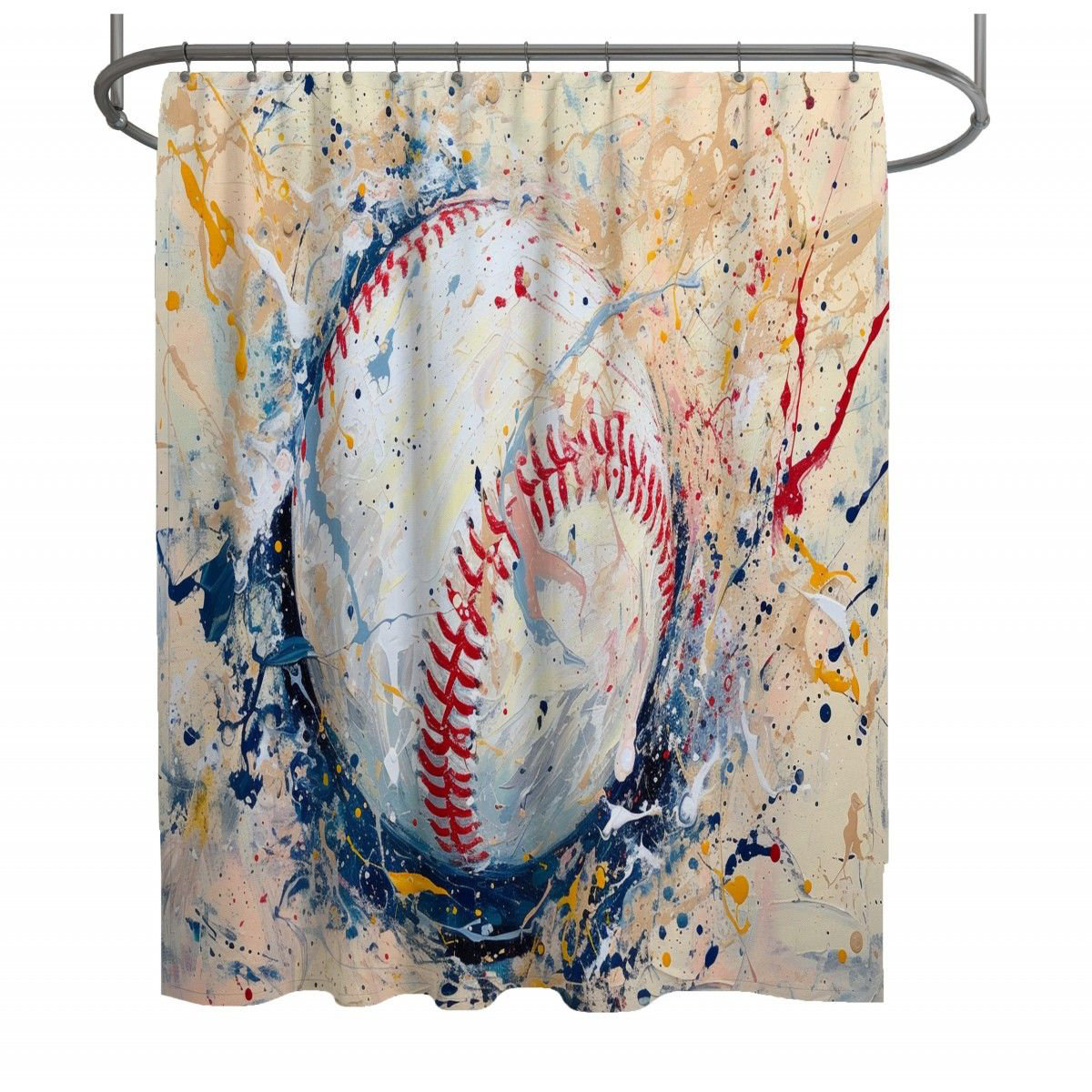 VisionDecor Baseball Shower Curtain - Sports Bathroom Decor | Wayfair