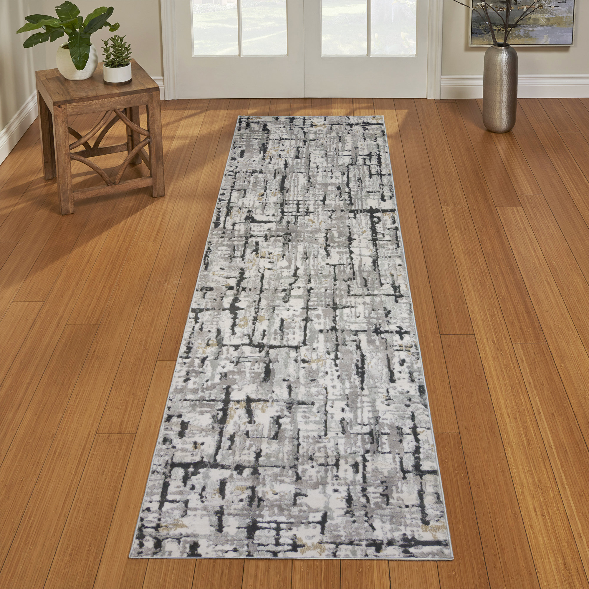 Gertmenian Quattro Lhasa Gray/Black Modern Abstract High-Low Area Rug ...