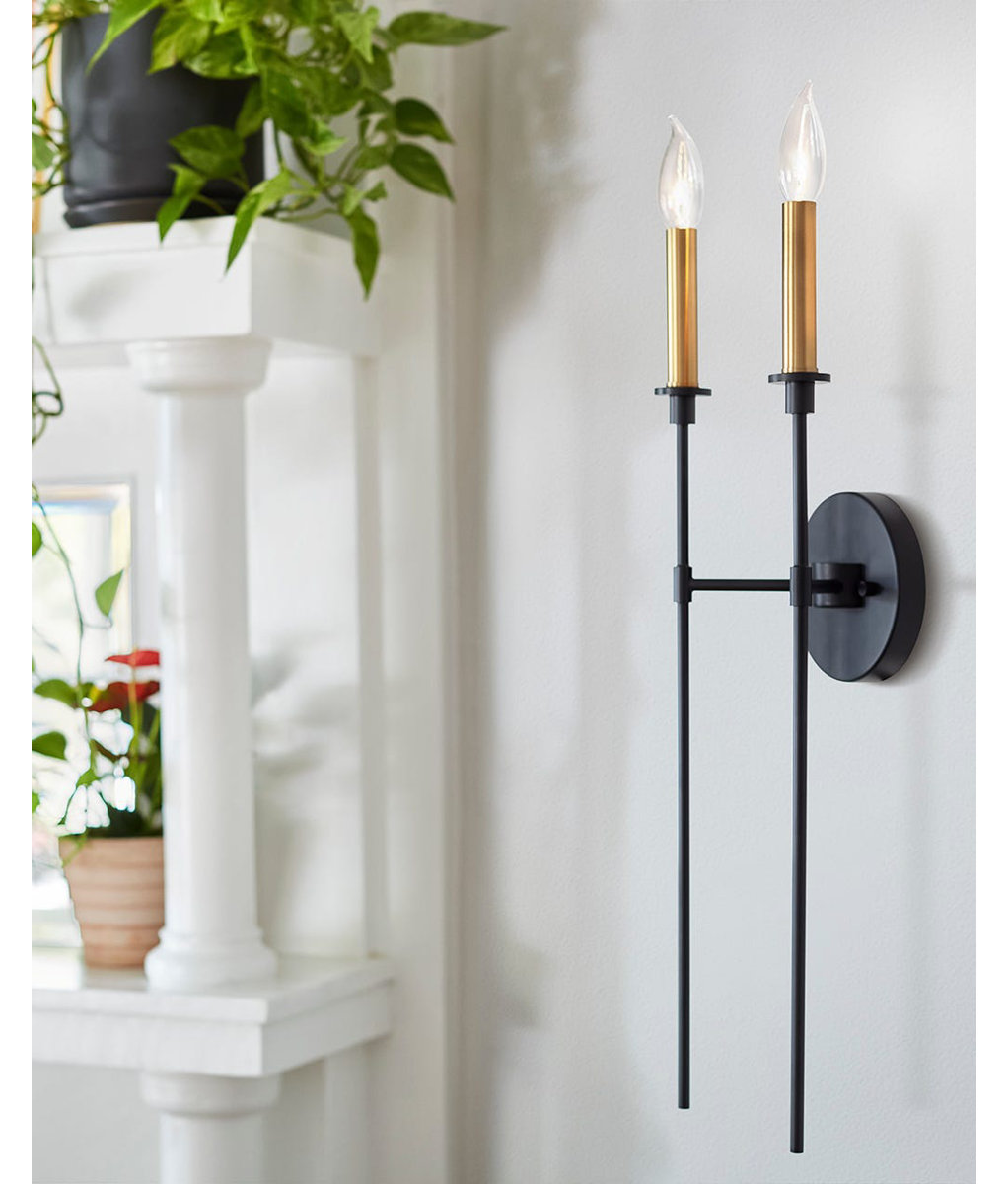 Beachcrest Home™ Krieg 2 - Light Dimmable Black Design Wall Light ...