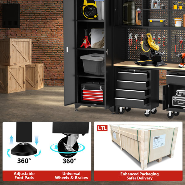 WFX Utility™ 6 Piece Garage Cabinets Storage System: Includes Steel ...