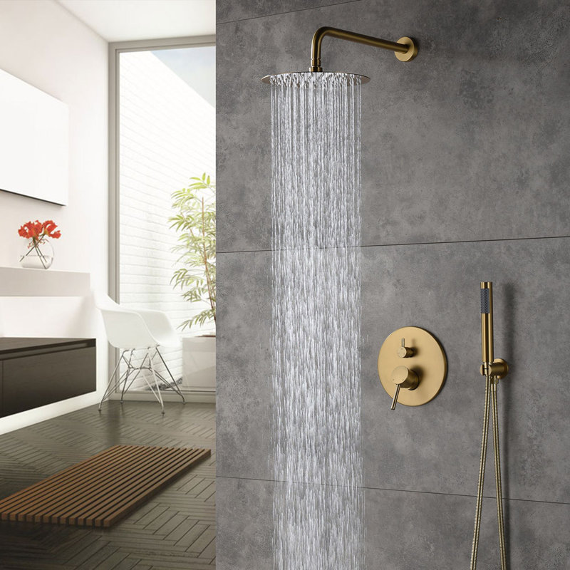 clihome 10 Inch Round Wall Mount Shower Faucet System Luxury Rainfall ...