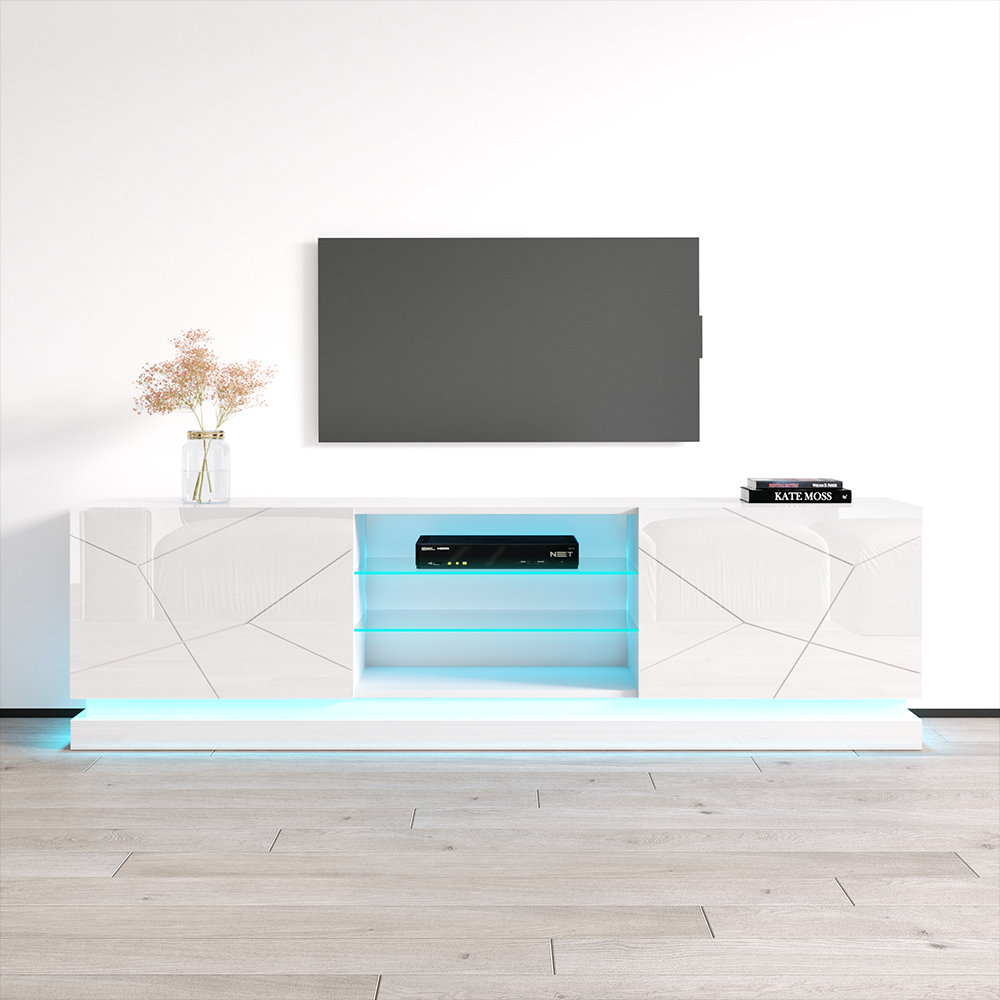 Brayden Studio® Orduna 70" Modern TV Stand with LED Lighting, High ...