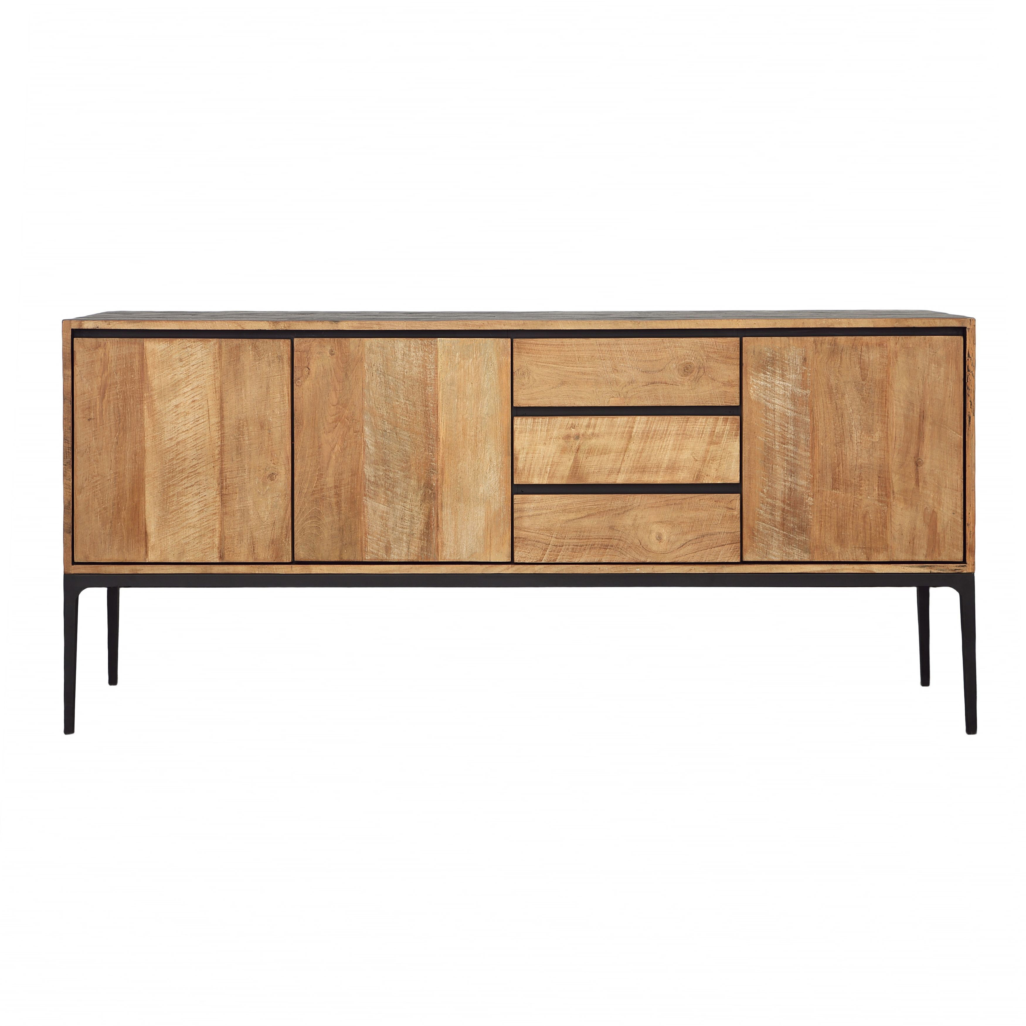 Gracie Oaks Cabot 78" Wide 3-Drawer Teak Wood Sideboard, Natural and ...