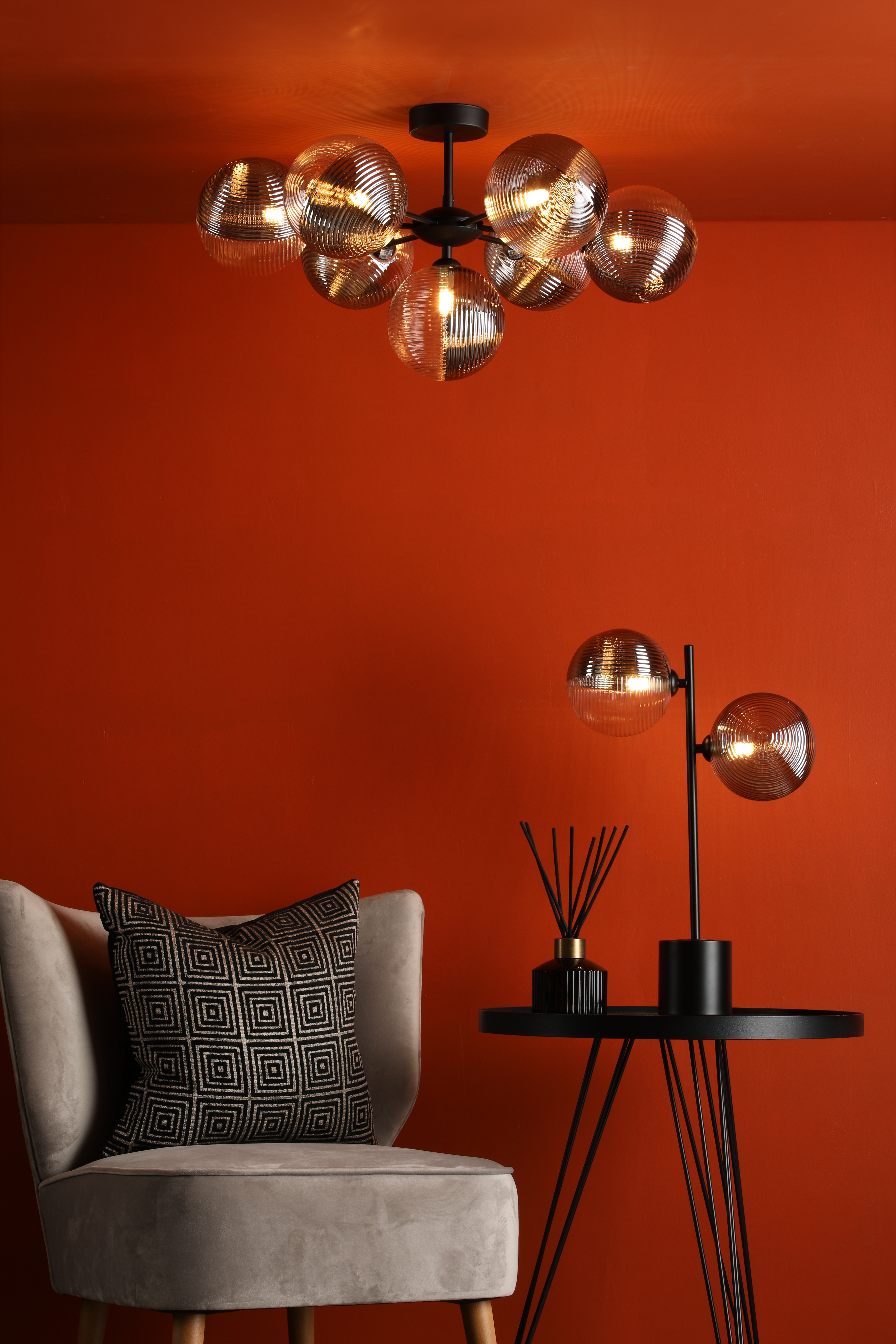 Brayden Studio Spiral 2LT TABLE LAMP GOLD CW SMOKED/CLR GLS 150MM ...